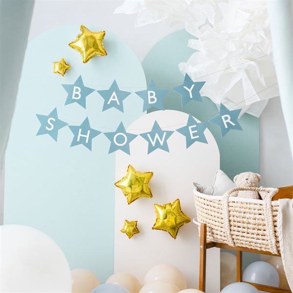 Guirlande Babyshower Stjerner lyseblå
