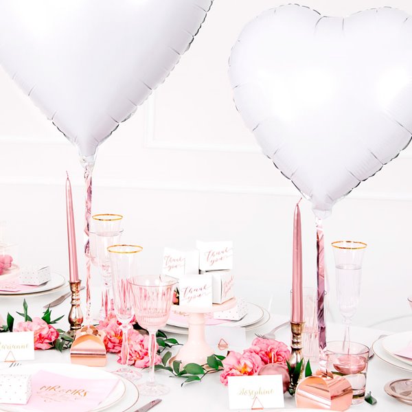 Folieballon Hjerte hvid 45cm