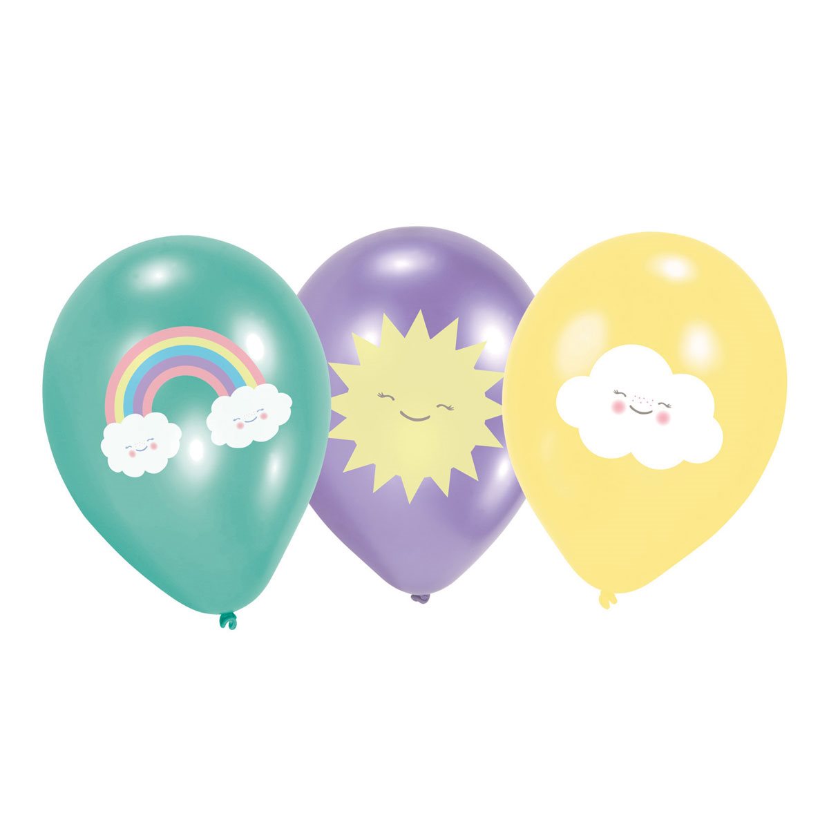 Balloner Regnbue, sky og sol, 6 stk.