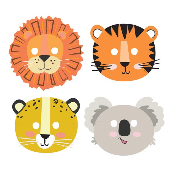 Masker Safari Dyr, 8 stk.